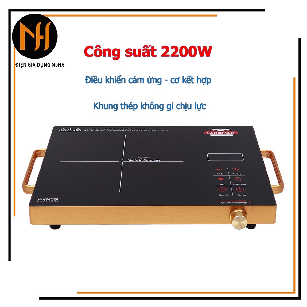 Bếp Điện Hồng Ngoại Ladomax Ha666 khung tay cầm màu vàng, công suất 2200W, bảo hành 12 tháng ...