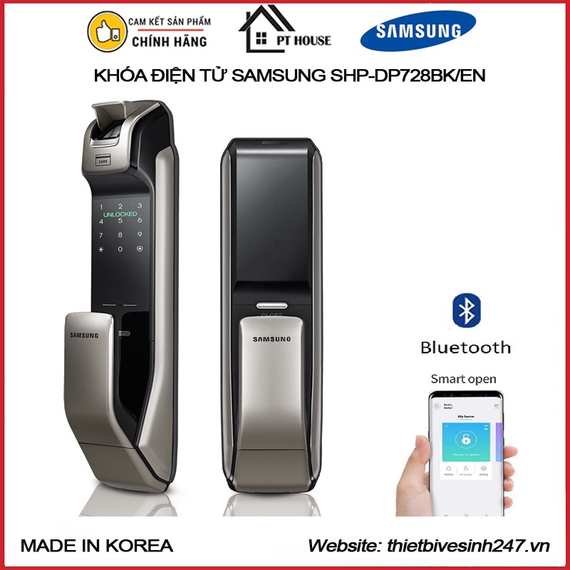 [CHÍNH HÃNG] Khóa điện tử Samsung SHP-DP728BK/EN nhập khẩu Hàn Quốc - Khóa cửa điện tử thông ...