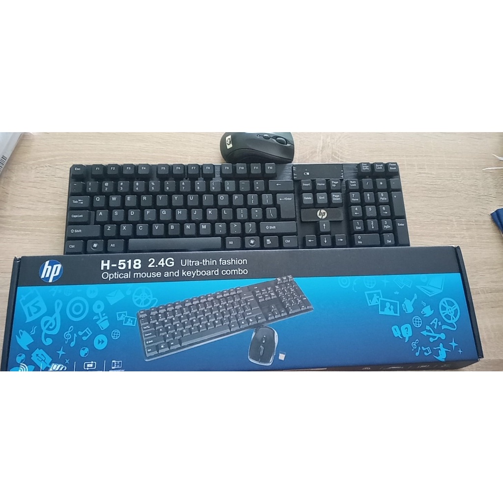 Combo Bàn Phím + Chuột Không Dây HP-518. Bảo hành 24 tháng | Shopee ...