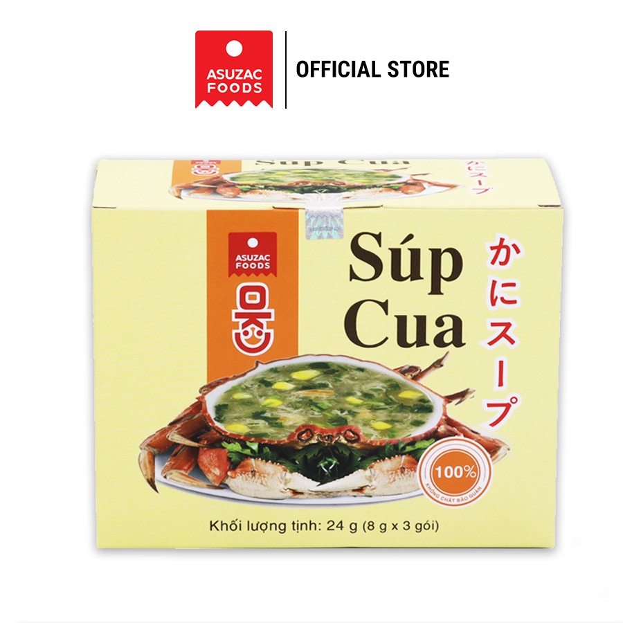 Súp cua Asuzac ăn liền hộp 24g (8g x 3 gói) - Viên súp sấy thăng hoa ...