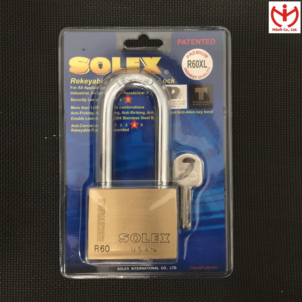 [Hỏa tốc HCM] Ổ khóa Solex R60XL thân đồng 60mm càng dài 72mm - MSOFT ...