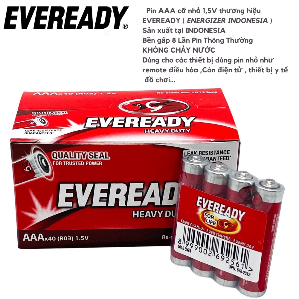 Hộp Pin AAA 1,5V EVEREADY Siêu Bền dùng cho remote - Hàng chính hãng ...