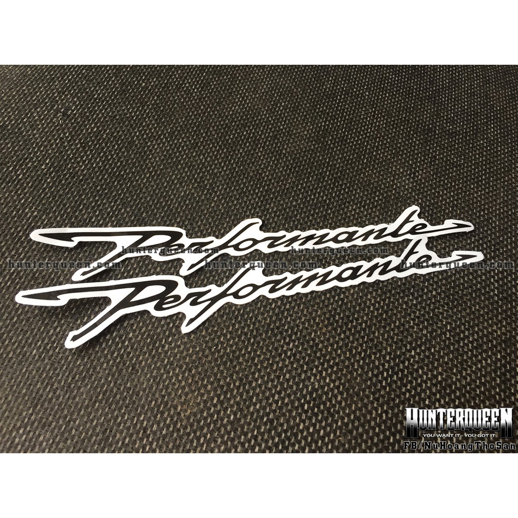 Cặp chữ Performante đen viền trắng. Sticker hình dán chống nước. Tem ...