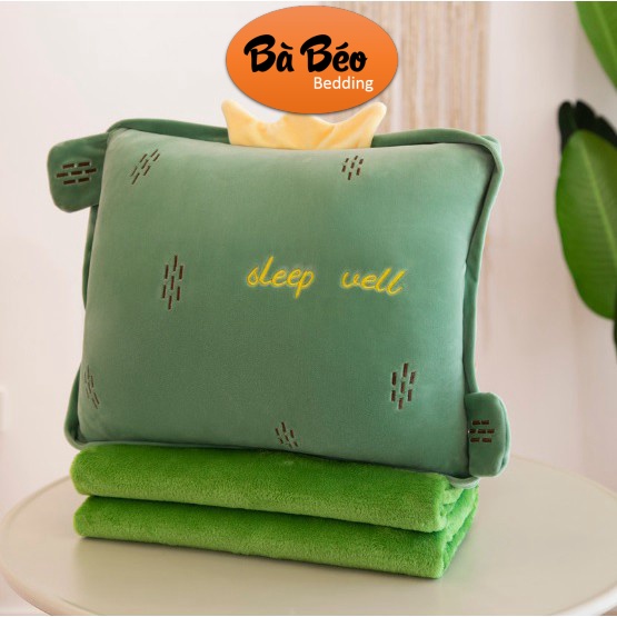 Bộ Chăn Gối Trái Cây Vuông 3in1, Gấu Bông Kèm Chăn (Mền), Gối Ngủ Trưa ...