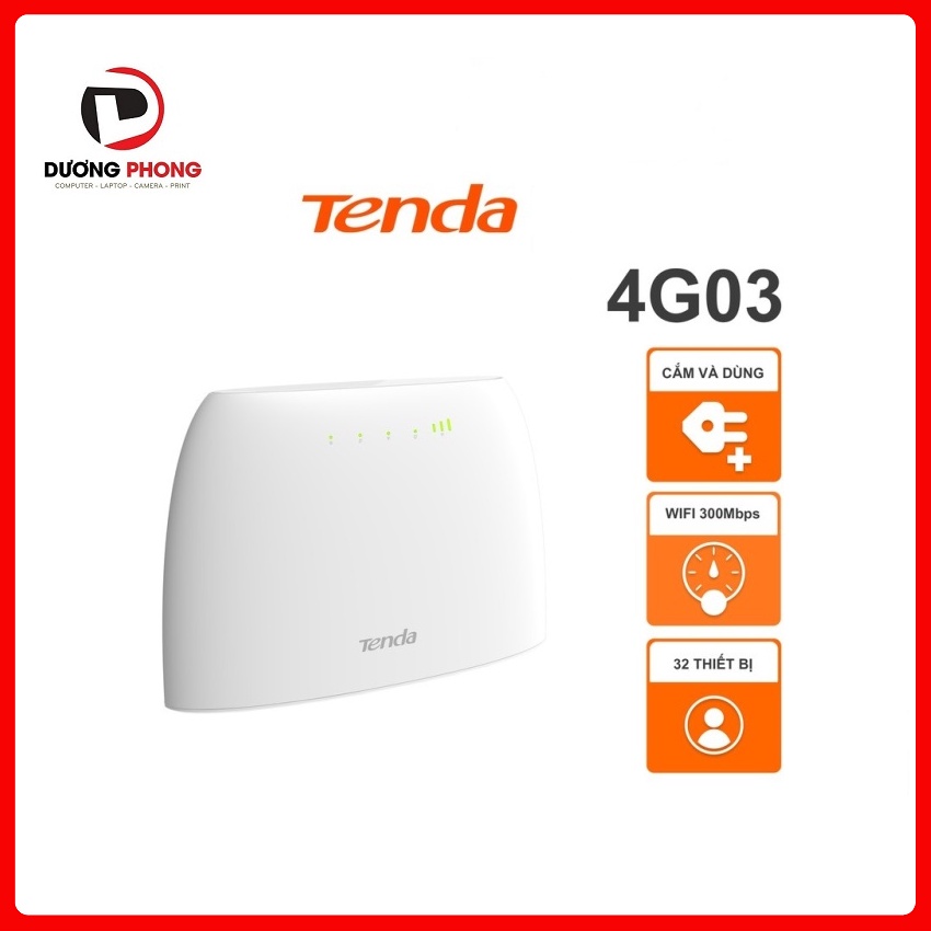 Bộ phát WiFi 3G/4G Tenda 4G03 - 150Mbs, Hỗ trợ 32 User - Hàng chính ...
