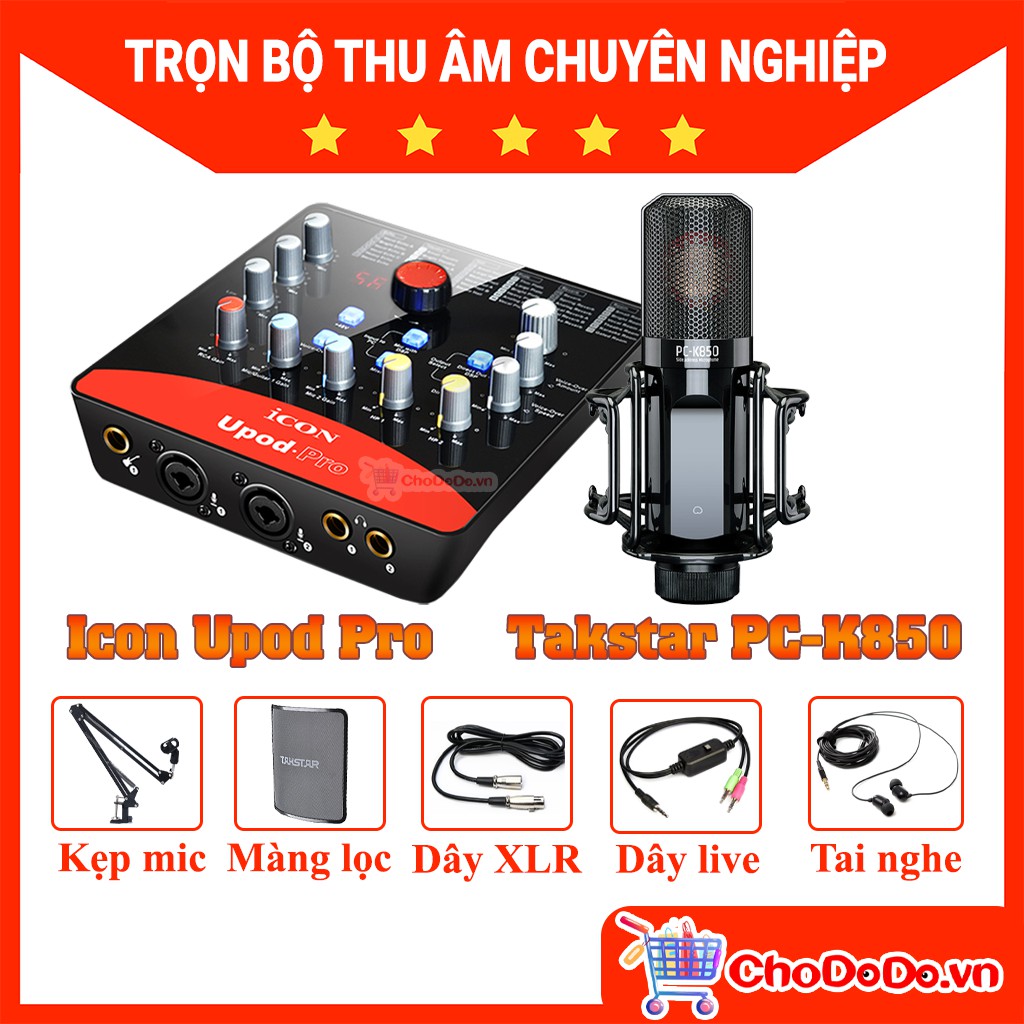 COMBO Mic thu âm TAKSTAR PC K850 và Sound card Icon Upod Pro Cao Cấp ...
