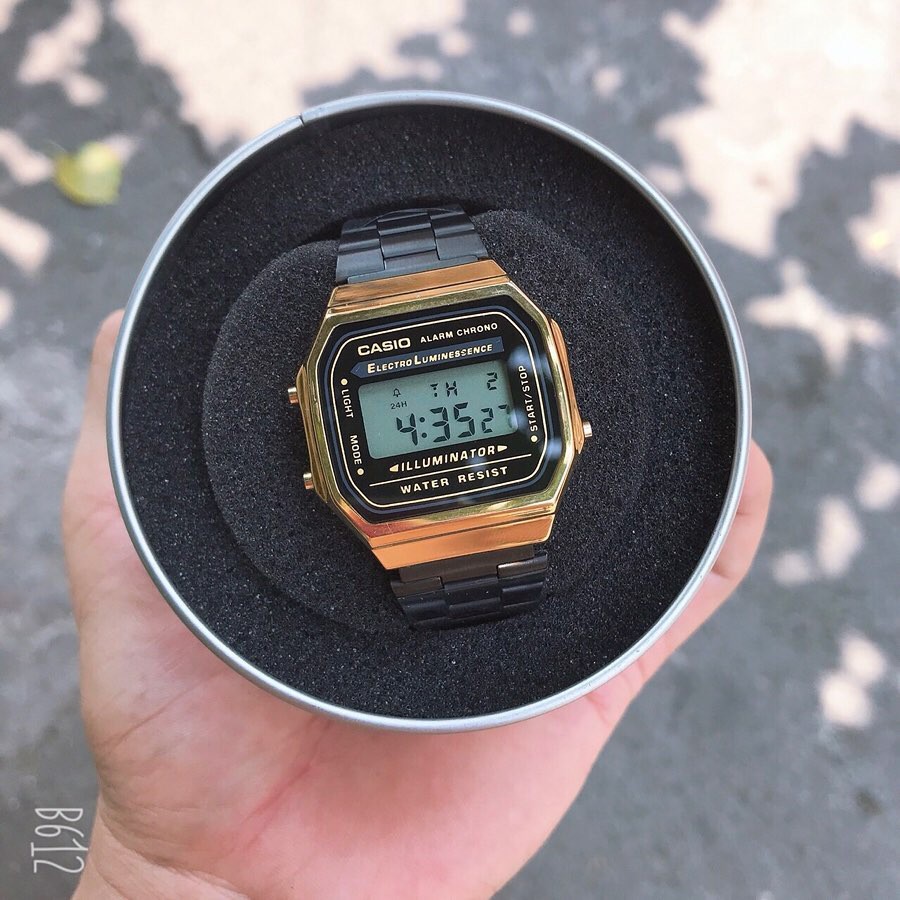 Đồng hồ nam Casio A168 Full Box cổ điển, chống nước, dây thép không gỉ, sang trọng. đồng hồ nhập ...