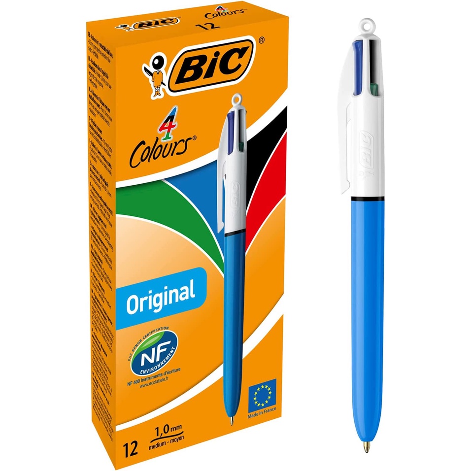 Bút bi 4 màu mực siêu nhiều BIC 4-Color Retractable Ballpoint Pen, Cỡ ngòi Medium Point (1.0mm ...