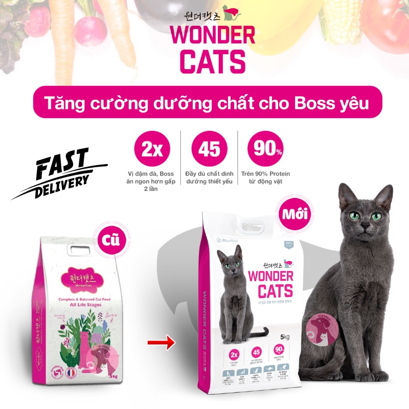 [5kg]THỨC ĂN HẠT CHO MÈO WONDER CATS NHẬP KHẨU HÀN QUỐC - ( thức ăn khô ...