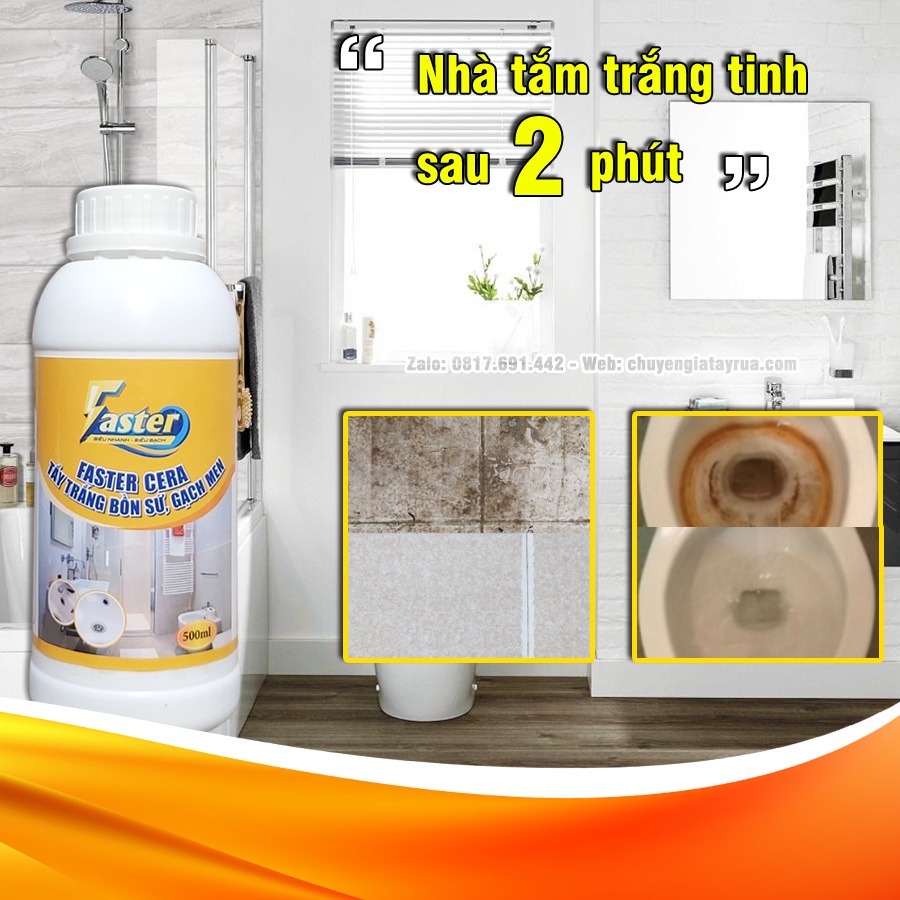 Tẩy Trắng Gạch Men, Bồn Cầu, Bồn Sứ Ố Vàng, Đóng Cặn, Xỉn Màu Lâu Ngày ...