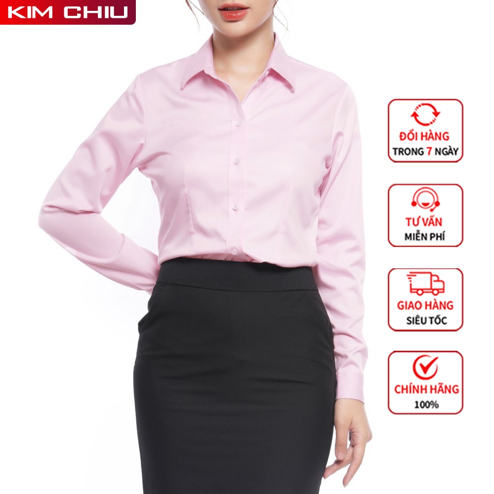 Áo Sơ Mi Nữ Công Sở Cao Cấp Kim Chiu, Tay Dài Vải Kate Ý Đẹp Ít Nhăn ...
