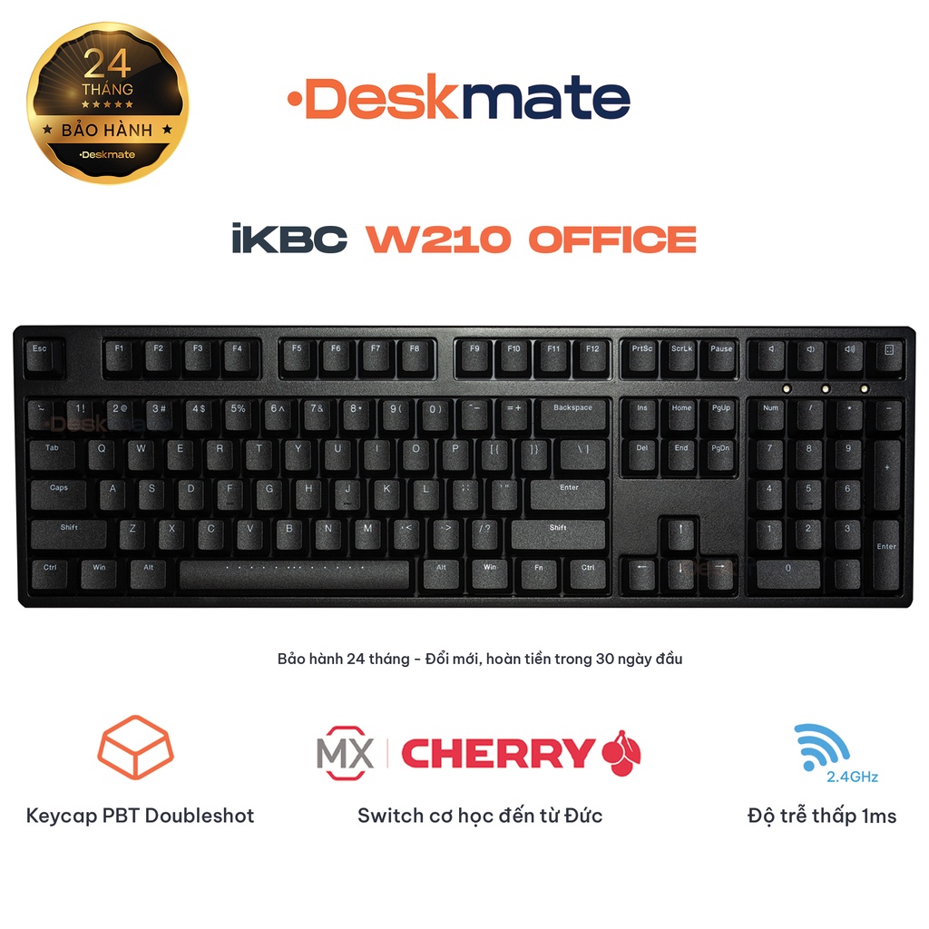 Bàn phím cơ không dây iKBC W210 Office Wireless 2.4G - Cherry MX | Shopee Việt Nam