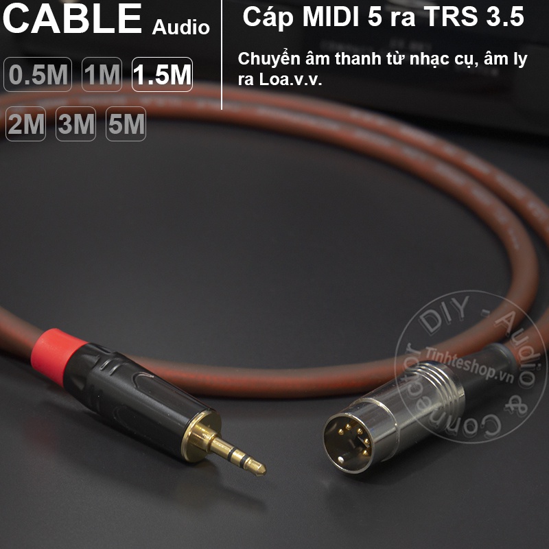 Dây MIDI 5 pin ra 3.5mm DIY 0.5M đến 5M - Cáp DIN 5 ra 3.5mm chuyển âm từ Âm ly Châu Âu ra Loa ...