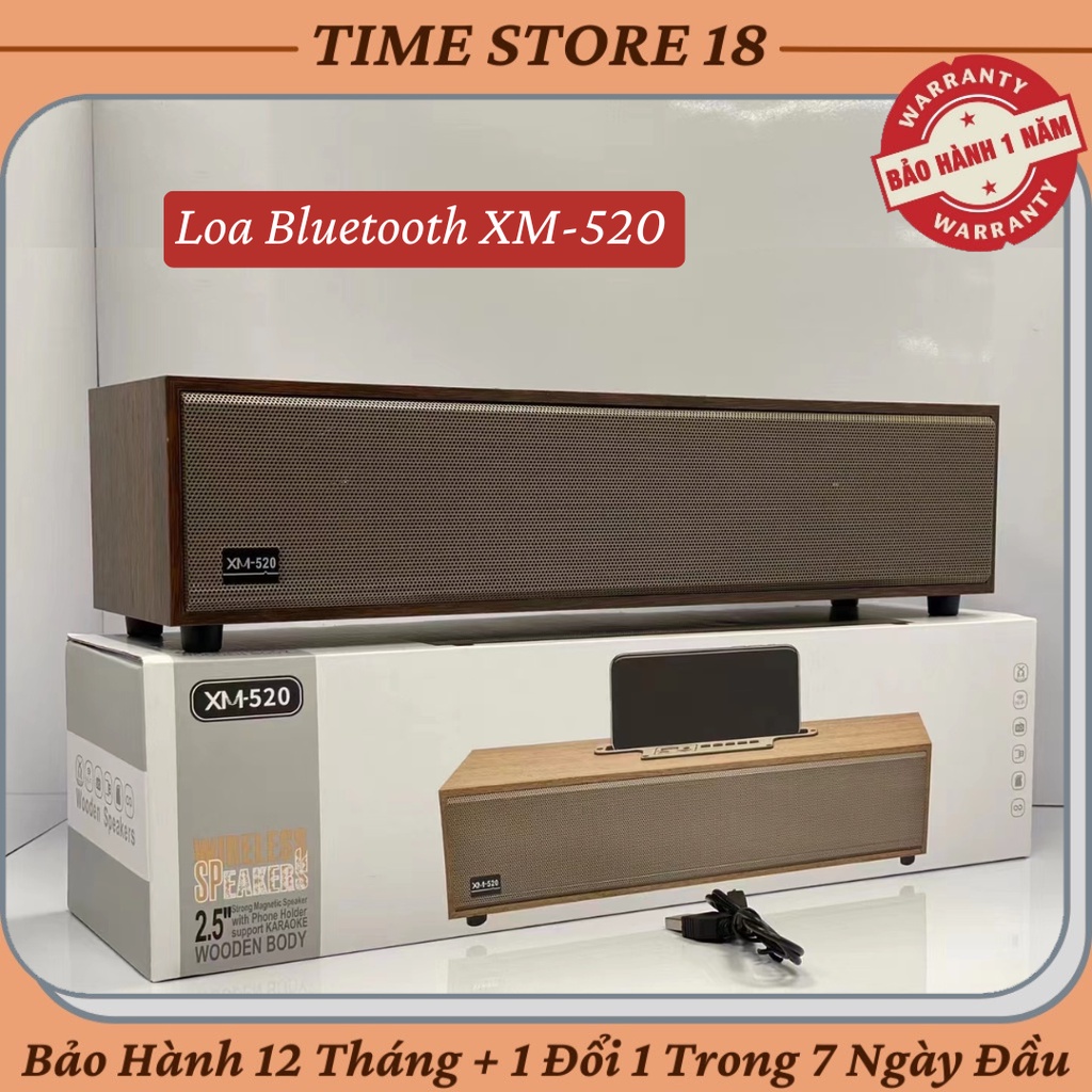 Loa bluetooth XM-520 Âm Bass Mạnh Mẽ , Công Suất Lên Đến 20W , Thiết Kế Vỏ Vân Gỗ Làm Đồ Trang ...