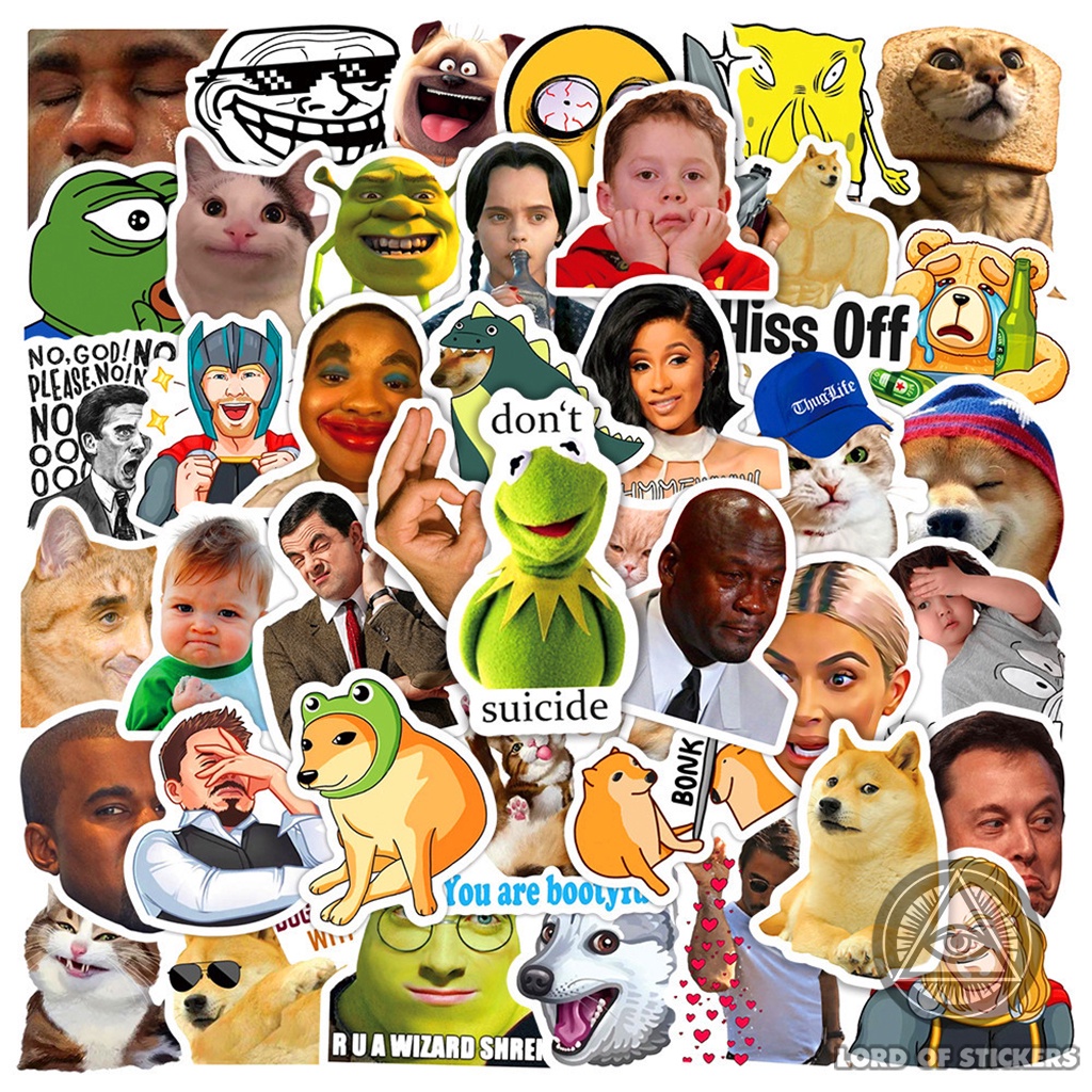 Set 50 Hình Dán Meme Sticker Vui Nhộn Hài Hước Chống Thấm Nước Trang ...
