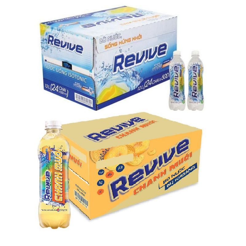 Thùng 24 chai/ lốc 6 chai nước bù điện giải revive chanh muối 390ml, revive trắng 500ml | Shopee ...