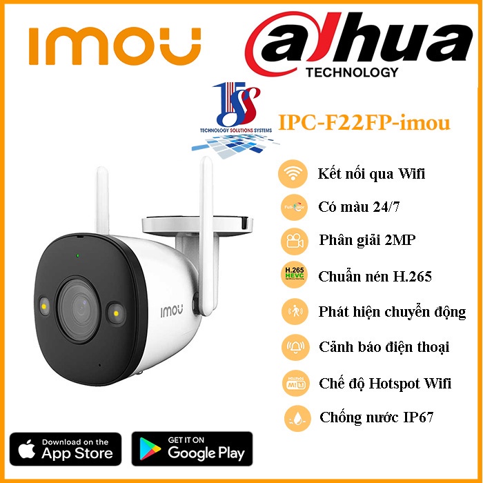 Camera wifi,camera imou ngoài trời bullet F22FP phân giải 2MP,Fullcolor ...
