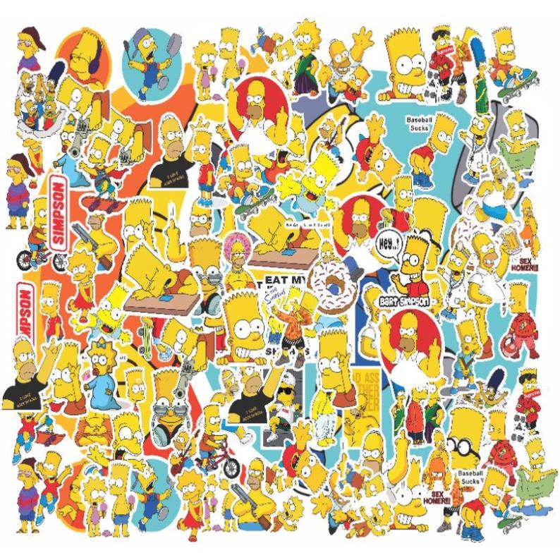Bộ 200 sticker chủ đề Simpson vàng cá tính chống nước dán trang trí ...