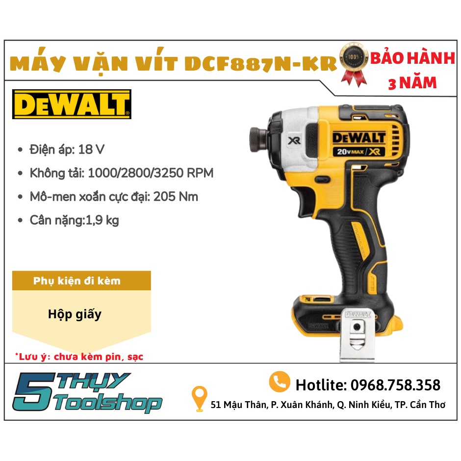 [HÀNG CHÍNH HÃNG MỚI 100%] THÂN MÁY VẶN VÍT DÙNG PIN 18V DeWALT DCF887N-KR | Shopee Việt Nam