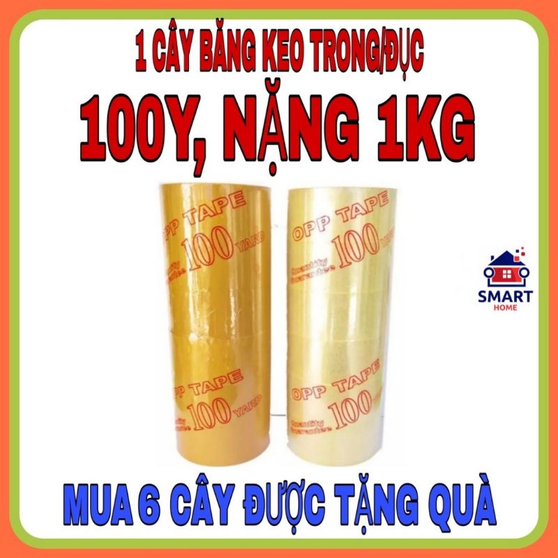 ⭐BĂNG KEO TRONG, ĐỤC 100Y, NẶNG 1KG, GỒM 6 CUỘN | Shopee Việt Nam