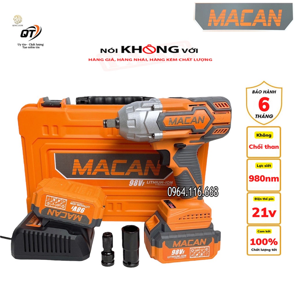 Máy Siết Bulong MACAN 98Vf Lực Siết Khủng 980Nm, 2 Pin, Động Cơ Không Chổi Than | Shopee Việt Nam