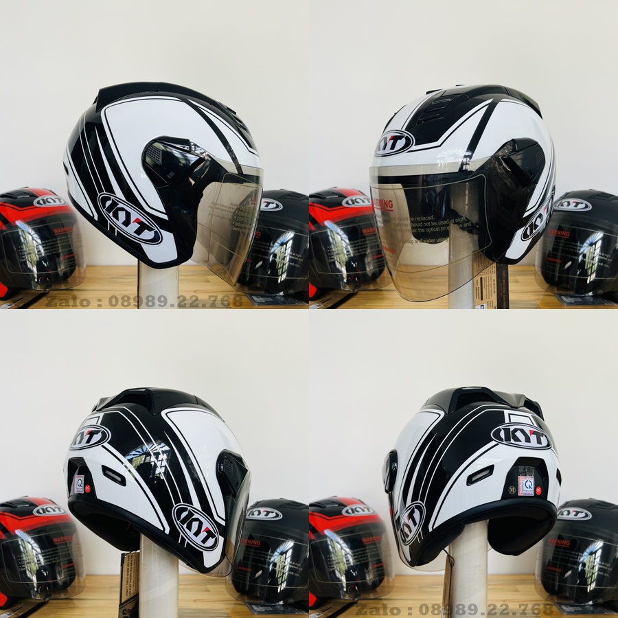 Mũ bảo hiểm 3/4 Royal Trắng Bóng lên tem Decal KYT Form cực đẹp | Shopee Việt Nam