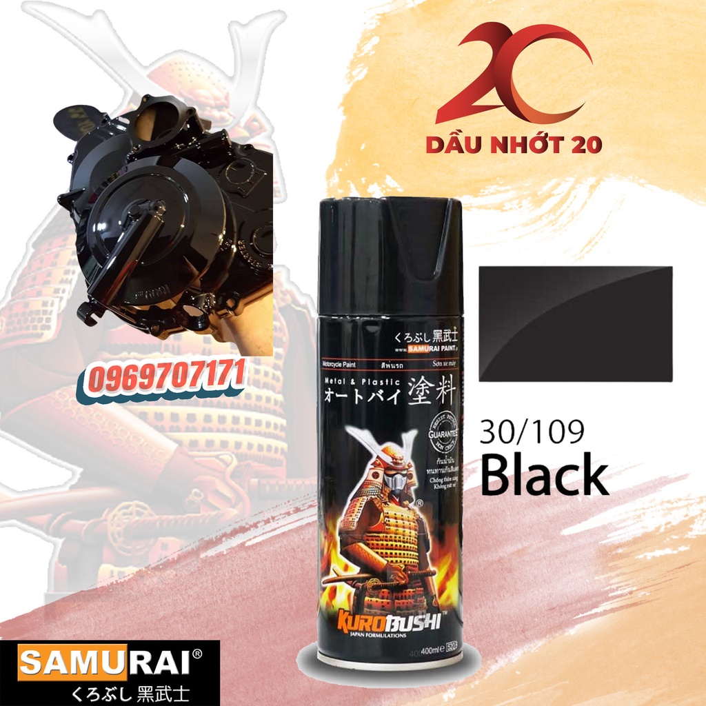 Sơn xịt Samurai màu Đen Bóng - 109 (400 ml) | Shopee Việt Nam