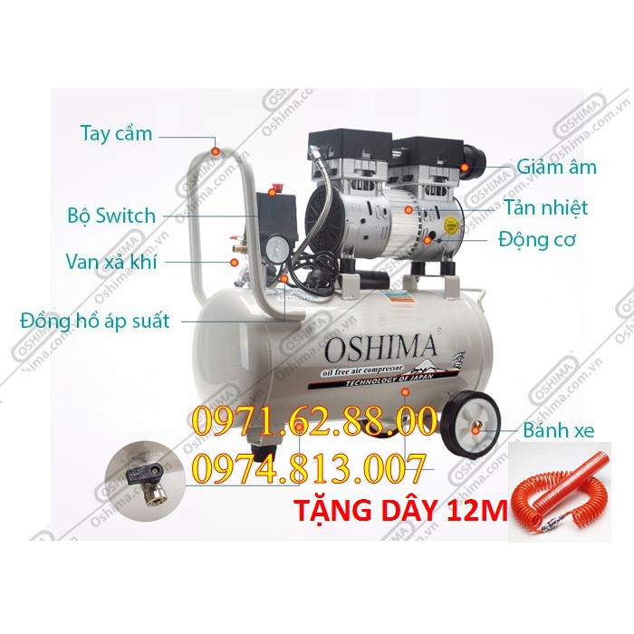 MÁY NÉN KHÍ KHÔNG DẦU OSHIMA 24L CHÍNH HÃNG TẶNG DÂY NÉN | Shopee Việt Nam