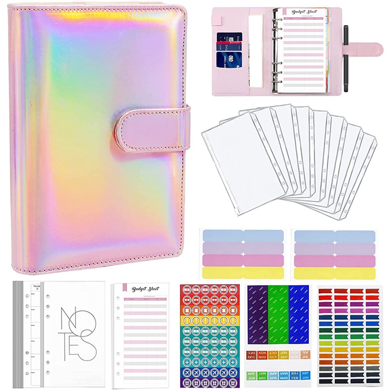 Budget Binder A6 Ring Binder Notebook with Clear Cash Envelope A ...