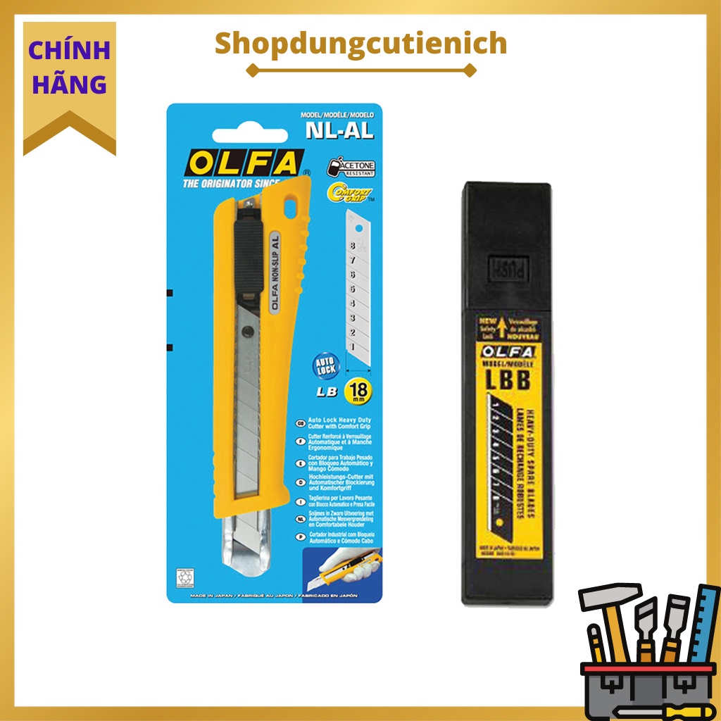 Dao Cắt Hạng Nặng Giấy, Bìa cứng, lợp, Vách thạch cao, Vinyl, axetat OLFA NL-AL Và Lưỡi Dao LBB ...