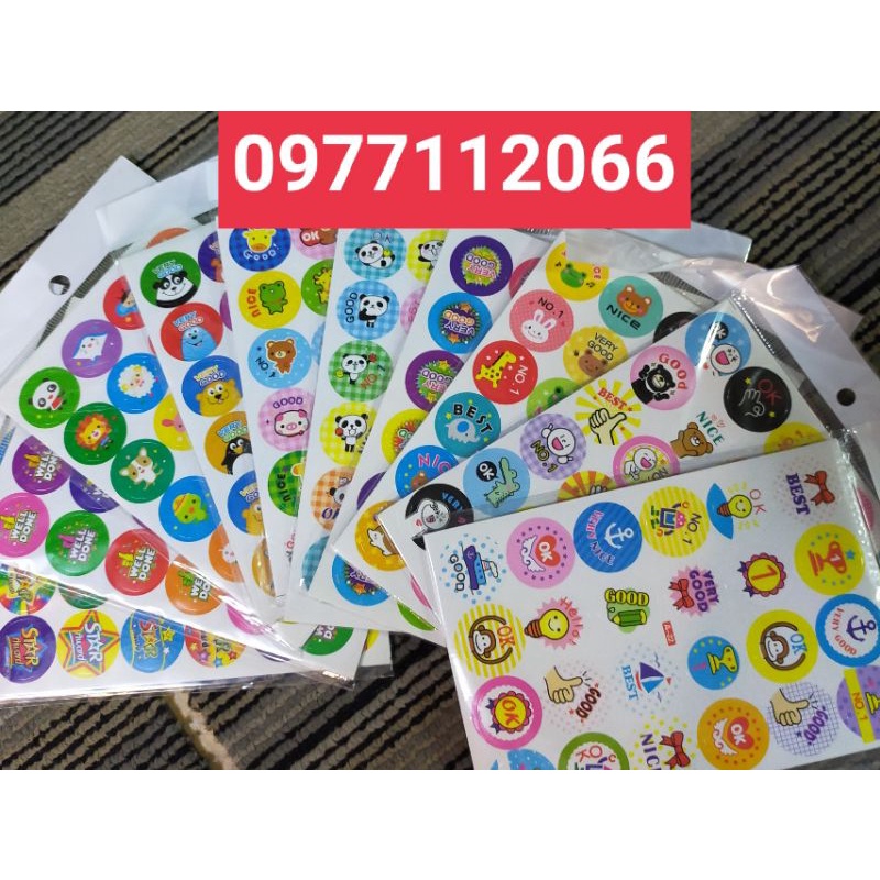 10 mẫu mới Sticker khen thưởng Tiếng Anh (tương ứng với 10 túi ...