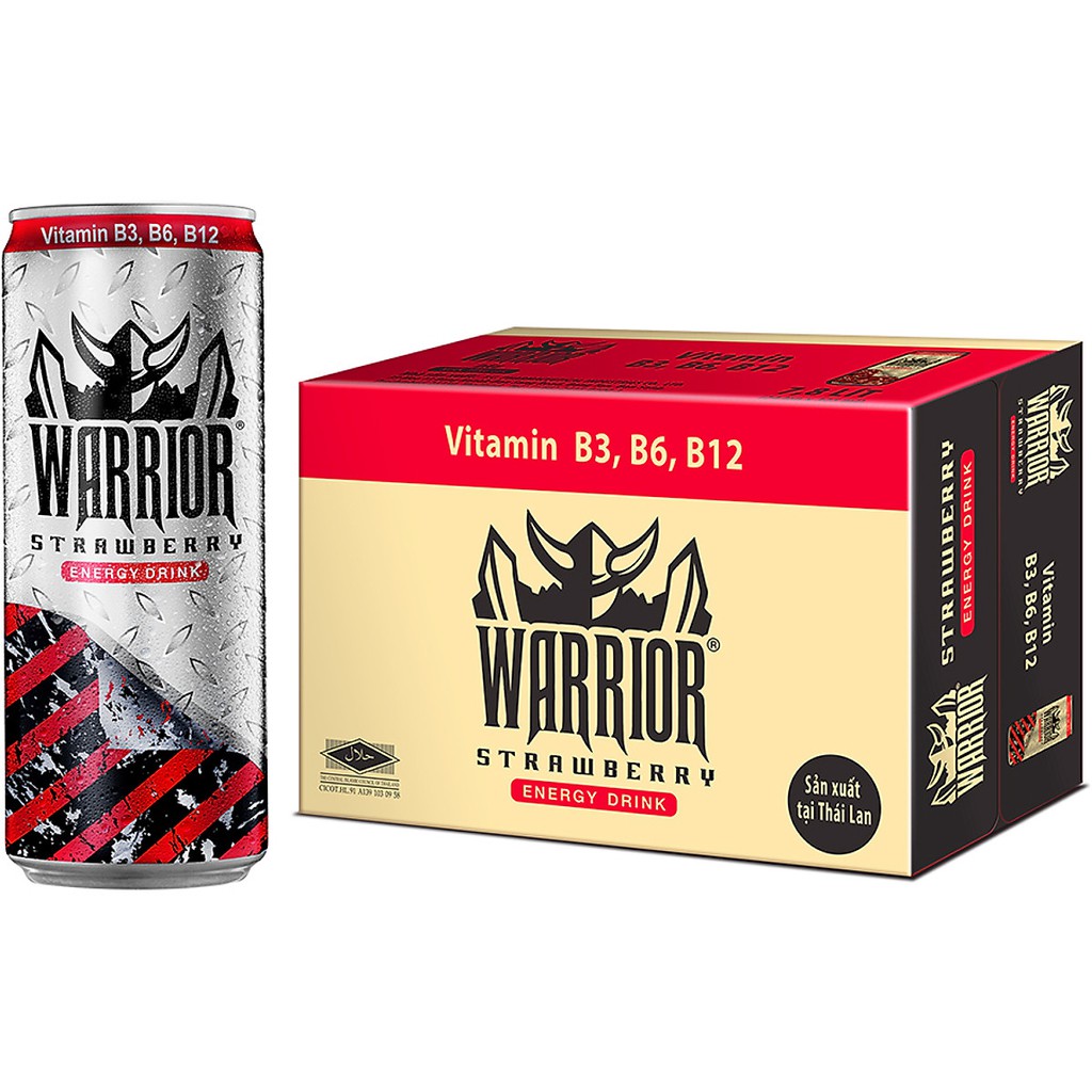 Thùng 24 Lon Nước Tăng Lực Warrior vị dâu (24 lon x325ml) | Shopee Việt Nam