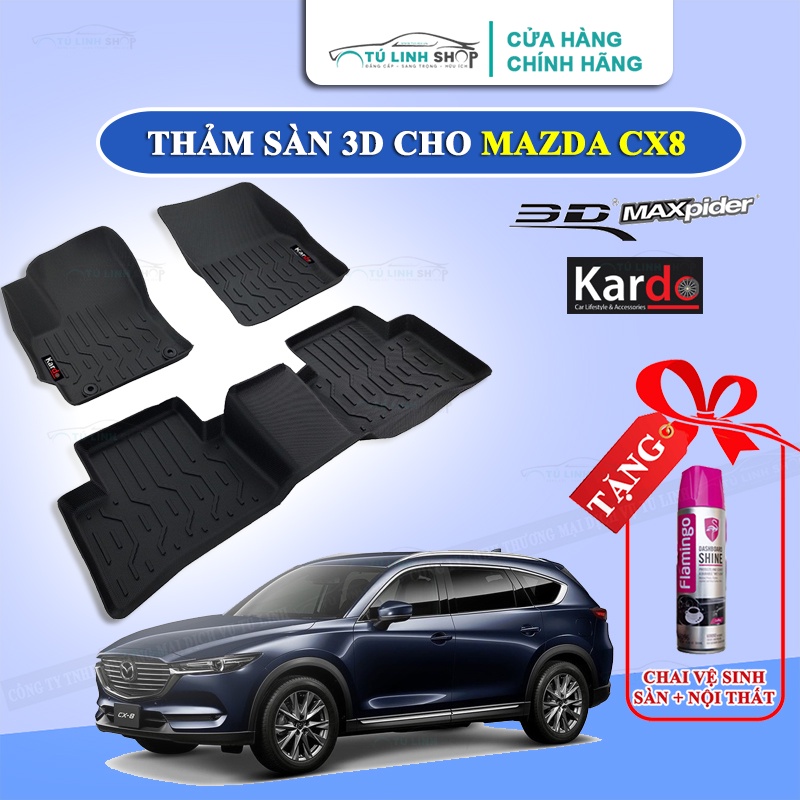 Thảm lót sàn Mazda CX8 bằng khuôn đúc hãng Kardo hoặc 3D MAXpider KAGU, Chất liệu TPV,XPE an ...