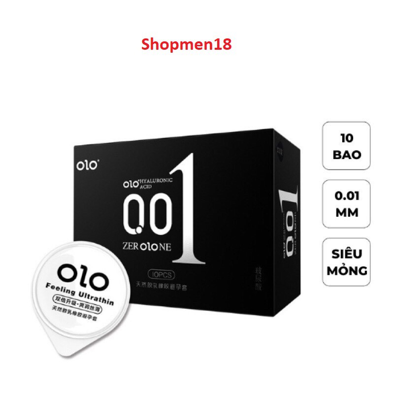 Bao cao su siêu mỏng 001 OLO đen hộp 10c bcs - Tăng thời gian QH [ che tên sản phẩm khi giao ...