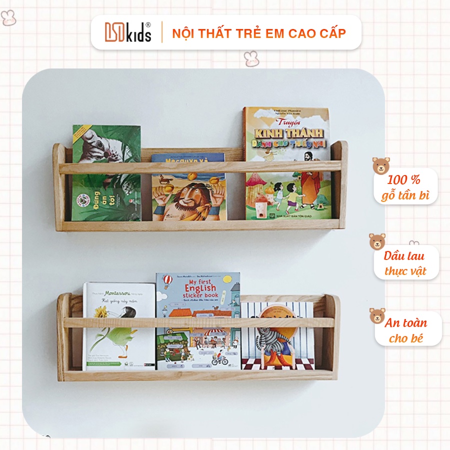 Kệ Sách Treo Tường DSD KIDS, Thiết Kế Đơn Giản Tiện Lợi, 100% Gỗ Tần Bì ...
