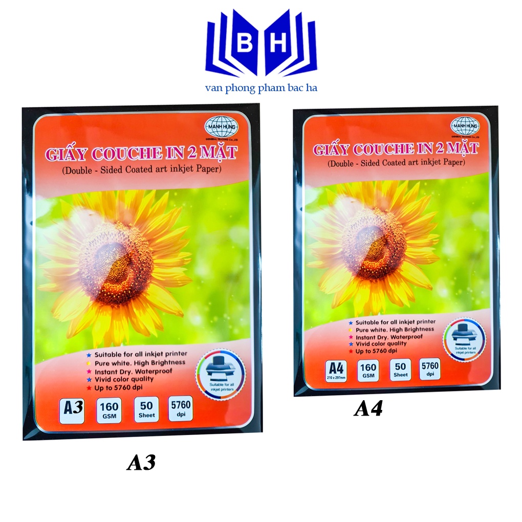 Giấy In Ảnh Couche Bóng 2 Mặt Định Lượng 160g Khổ A3-A4 Bóng Đẹp Sử Dụng Trong In Ảnh Kĩ Thuật ...