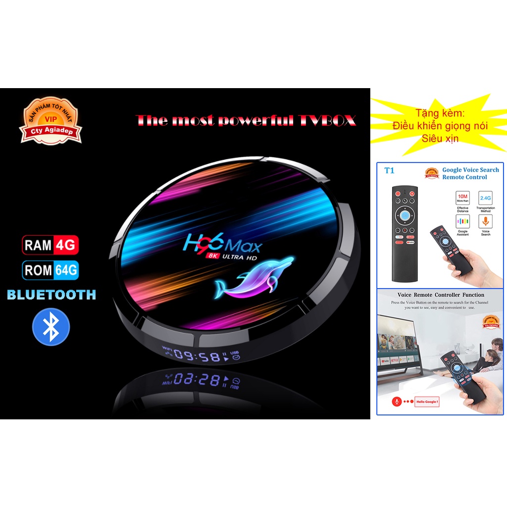 Tvbox H96max tròn 4G 8K + Điều khiển giọng nói Siêu xịn | Shopee Việt Nam