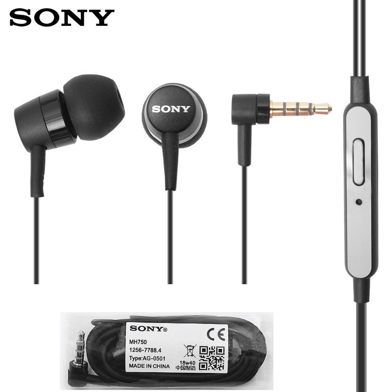 Sony MH750 in Ear 3.5mm Loa siêu trầm có dây Tai nghe âm thanh nổi có Mic cho điện thoại Sony Z ...