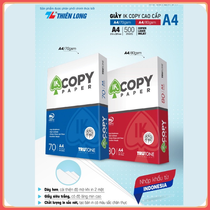 Giấy in photo A4 IK Copy IK-01- Định lượng 65, 70,gsm- 500 tờ/ream- chất lượng cao- hàng chính ...