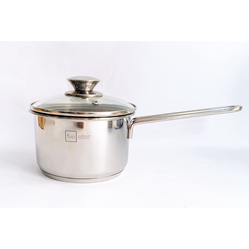 Quánh Inox nấu bột em bé FiveStar 3 đáy bếp từ nắp kính 12cm/14cm/16cm ...