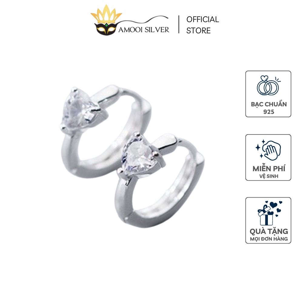 Bông Tai Bạc S925 Khoen Tròn Trái Tim Đường Kính 8mm - Amooi Silver AB119 | Shopee Việt Nam