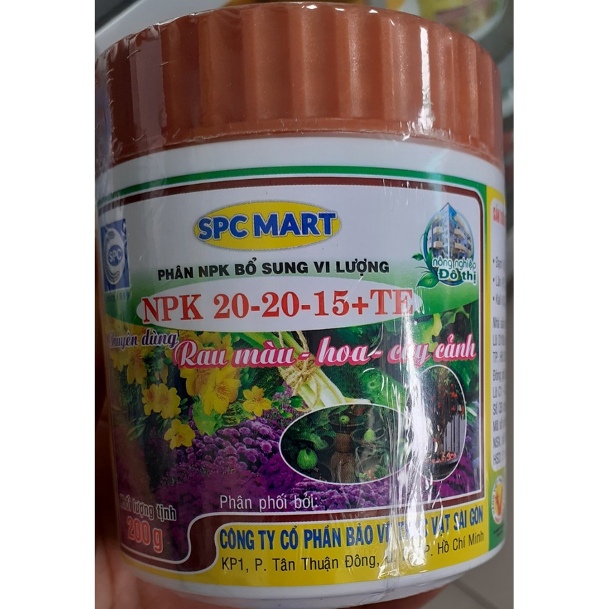 Phân Bón Lá Rau Màu, Cây Cảnh, Hoa Kiểng SPC NPK 20-20-15+TE 200gr | Shopee Việt Nam