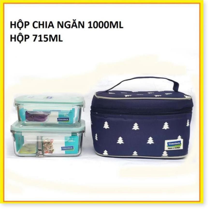 Set 2 hộp đựng cơm văn phòng 715ml, hộp chia ngăn 1000ml kèm túi giữ nhiệt GLASSLOCK | Shopee ...