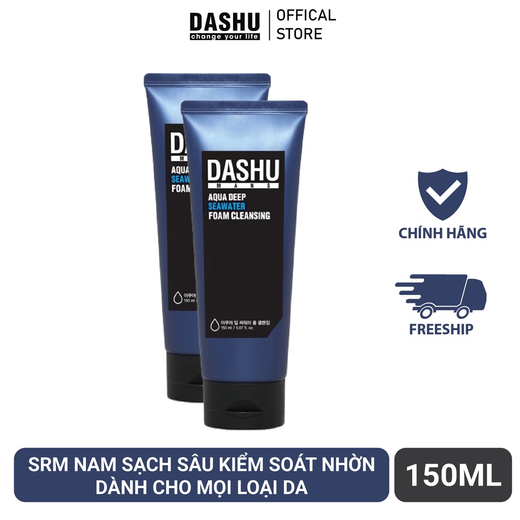[Chính Hãng] Sữa rửa mặt nam sạch sâu kiểm soát nhờn dành cho mọi loại da DASHU Aqua Deep ...