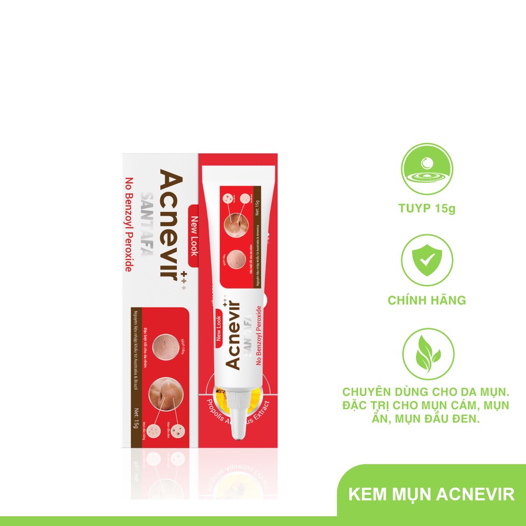 Kem giảm mụn đầu đen, mụn cám Acnevir Santafa ( Đỏ ) tuýp 15gr- Đạt ...