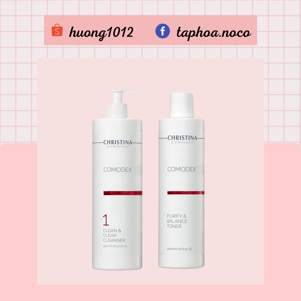 Sữa rửa mặt và toner Christina Comodex Clean & Clear Cleanser, Purify ...