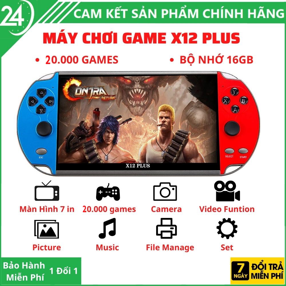 Máy chơi game cầm tay X12 PLUS - Có 20000 game, màn hình 7 inch, hỗ trợ ...