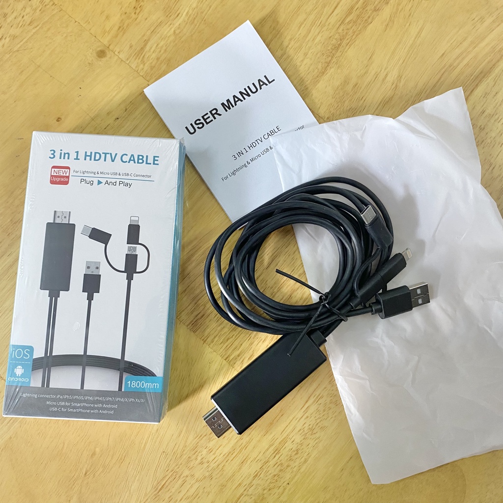 Dây Cáp Chuyển Đổi 3 Trong 1 Từ Iphone Ios/ Android/ Type-C Sang HDMI 4k | Shopee Việt Nam