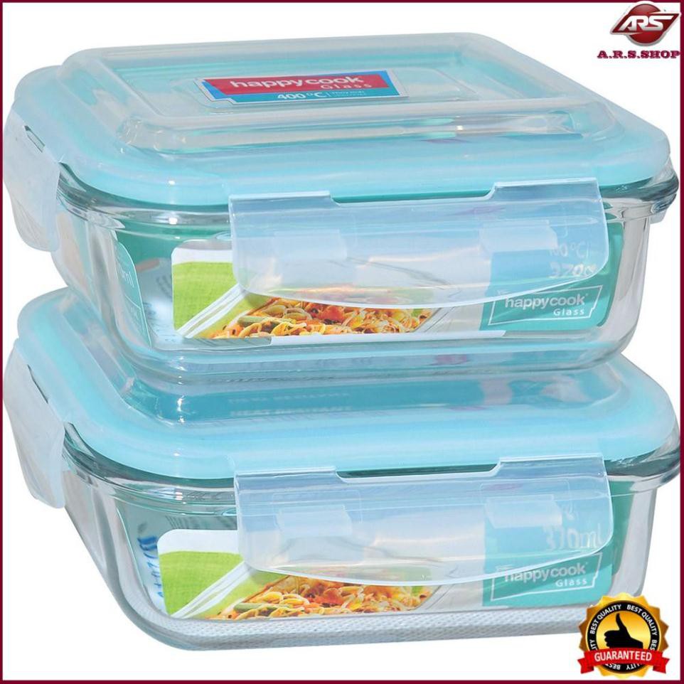 Bộ 2 hộp thủy tinh chữ nhật Happycook 370ml ( Hàng đúng chất lượng ) | Shopee Việt Nam