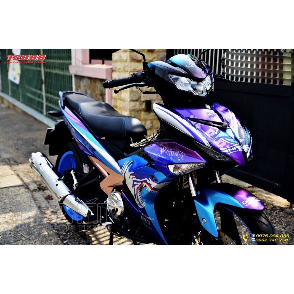 Tem trùm ex 150 cá mập xanh tím, tem exciter 150 | Shopee Việt Nam